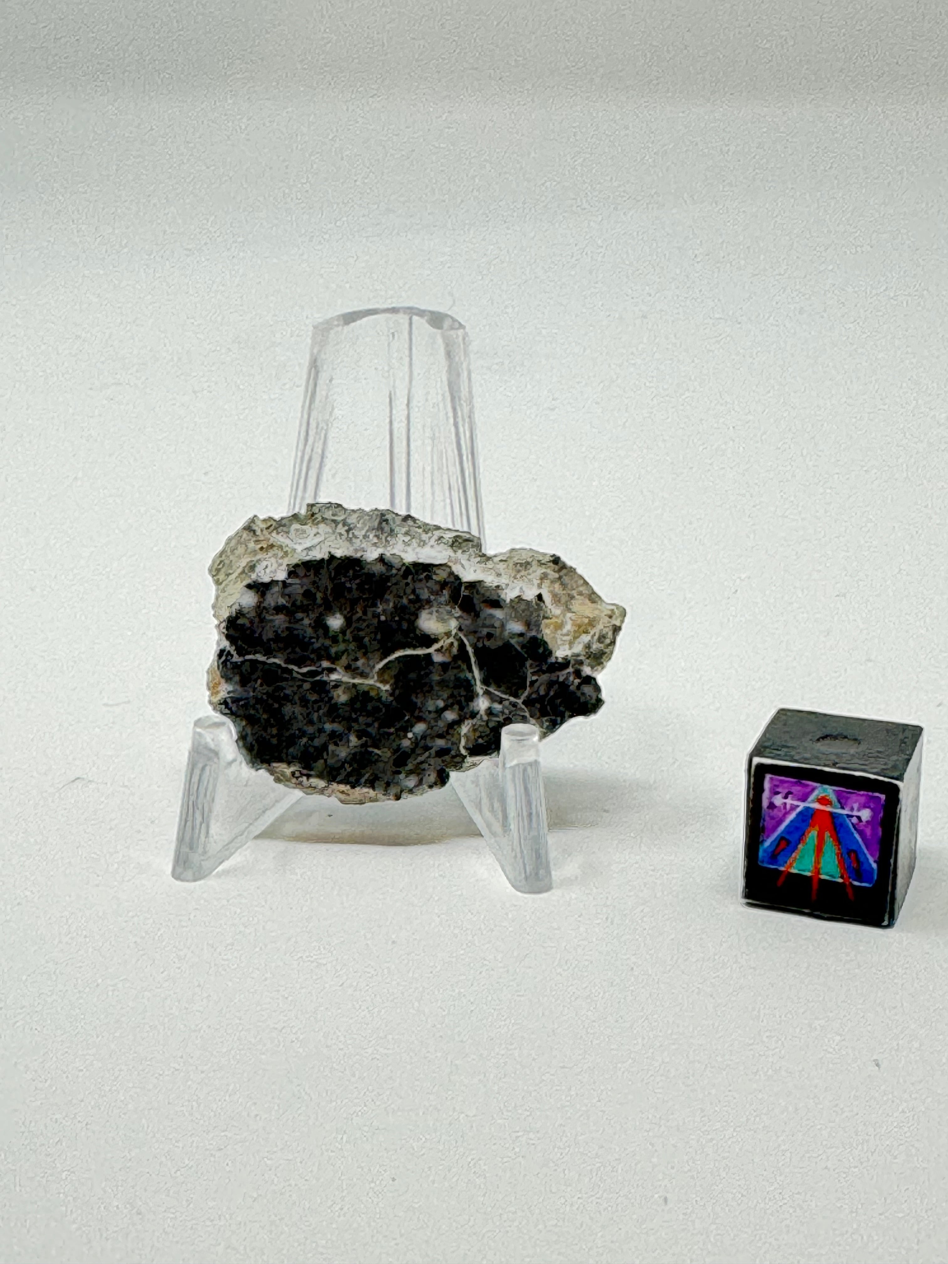 Bechar 003 Lunar Feldspathic Breccia - 4.3g - Full Slice/Polished on O ...