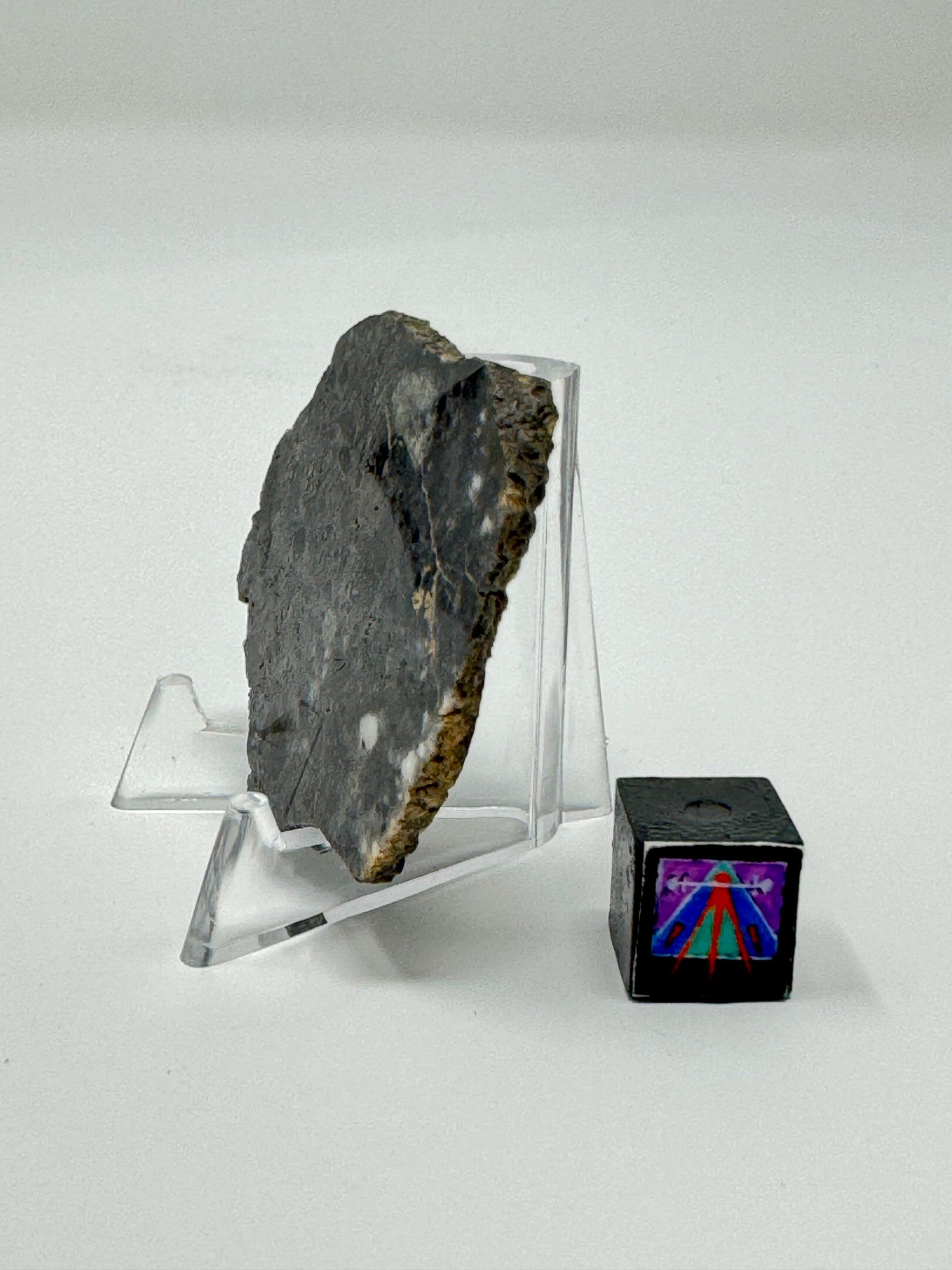 Bechar 003 Lunar Feldspathic Breccia - 8.3g - Full Slice/Polished on O ...