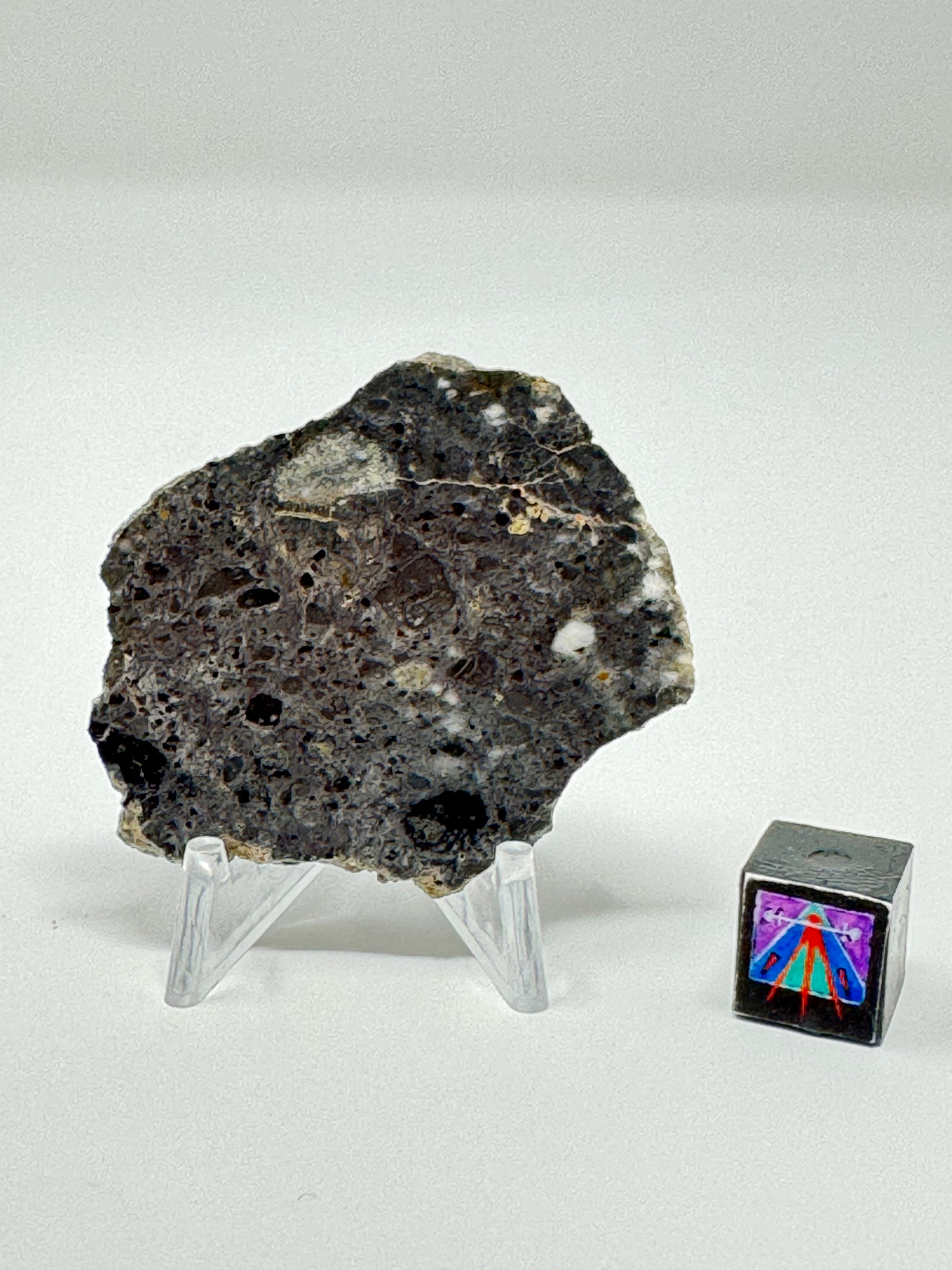 Bechar 003 Lunar Feldspathic Breccia - 8.3g - Full Slice/Polished on O ...