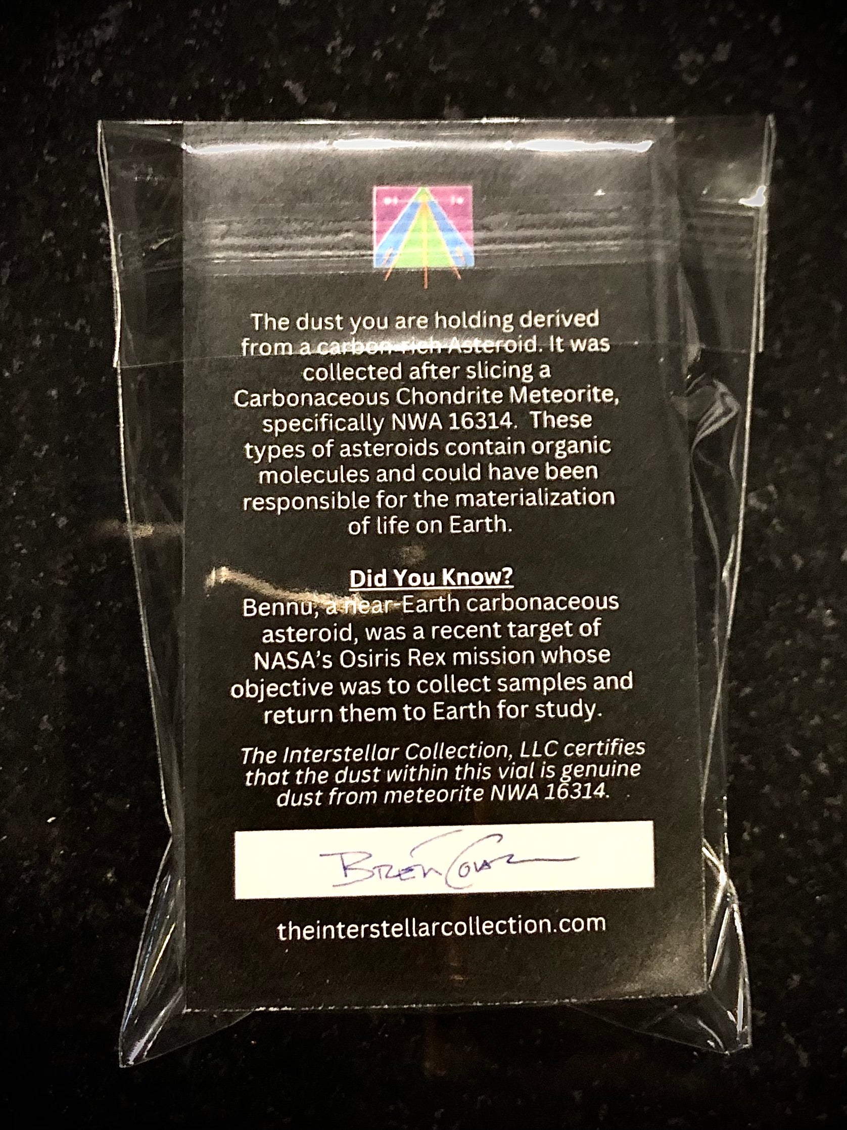 Carbonaceous Chondrite Meteorite Dust - Like Asteroid Bennu! – The ...